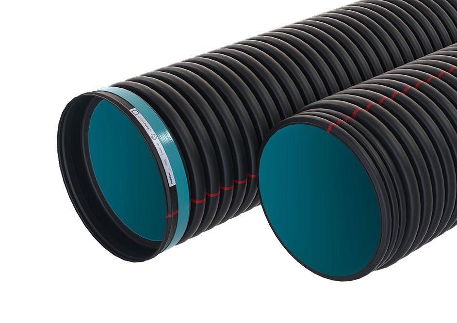 GIGAPIPE caurule, ID 600mm, 6 m, melna, SN8, RF 30, PP, ar uzmavu, bez ...